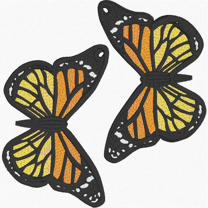 Monarch Butterfly Earrings FSL Embroidery File – thepawfectpatch